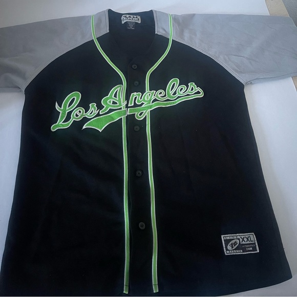 Shirts | Vintage Zam Sports Xxl Black Jersey Los Angeles Baseball Short ...